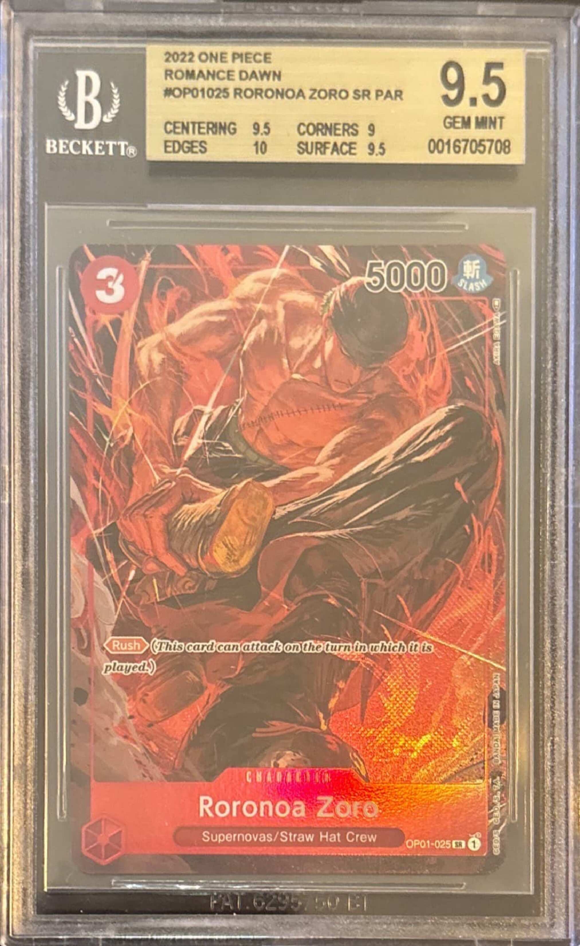2022 One Piece Roronoa Zoro OP01 Alt Art BGS 9.5 – TCG KENJI